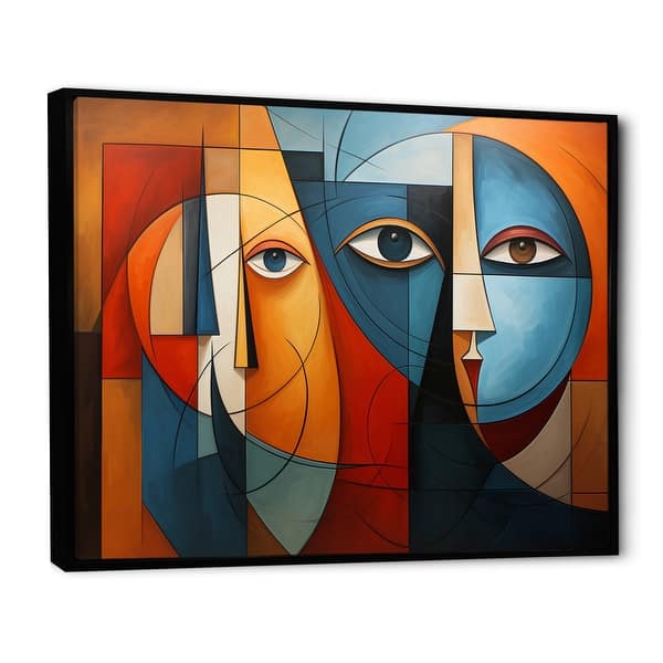 Designart "Cubism Geometric Portrait X" Cubism Framed Canvas Prints ...