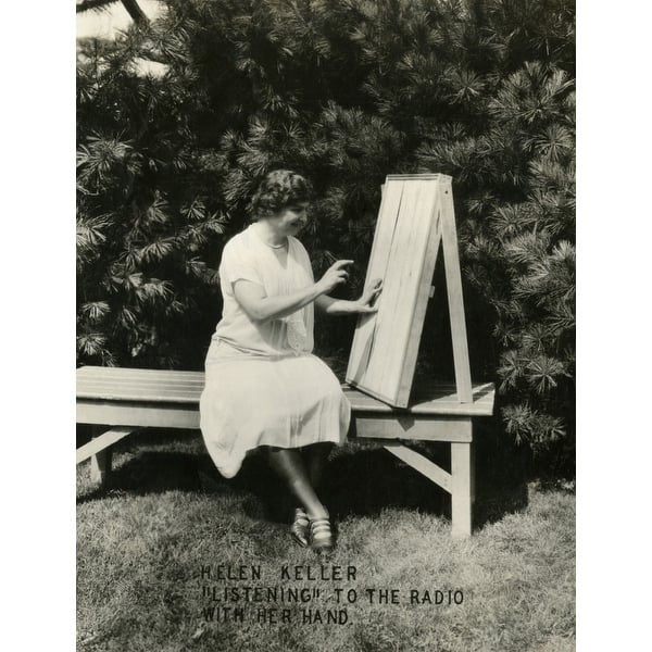 Helen Keller Listening To The Radio With Her Hand Keller Lost Both ...