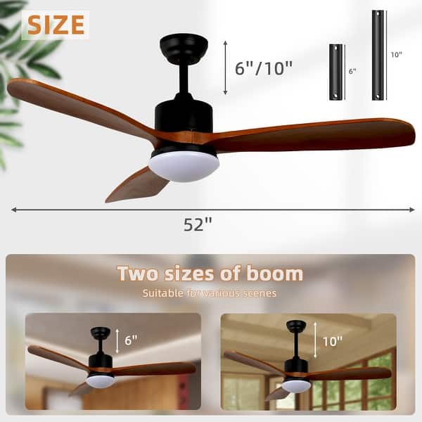 OLUZO Ceiling Fan with LED Light and Remote Control 52 Inch Reversible ...
