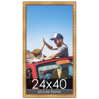 24x40 Frame Gold Bamboo Solid Wood Picture Frame with UV Acrylic, Foam ...
