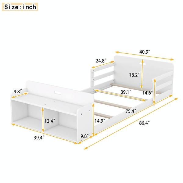 Floor Bed with Storage Footboard and Guardrail - Bed Bath & Beyond ...