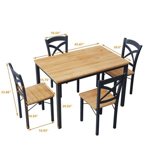 5-Piece Wooden Rectangular Dining Table Set w/Cross Back Dining Chair - Bed Bath & Beyond - 39746292