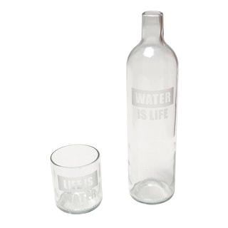 NOVICA Artisan Handblown Upcycled Glass Carafe Set Bottle In Bali Clear ...