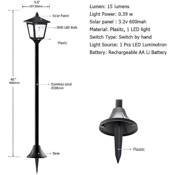 4 Pack 42" Solar Lamp Post Lights Waterproof Flickering Flame Outdoor ...