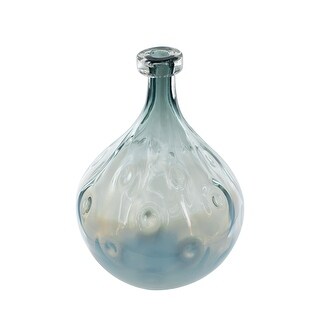 Mira Small Round Glass Vase - 8" x 8" x 11" - Gray/White - Bed Bath ...