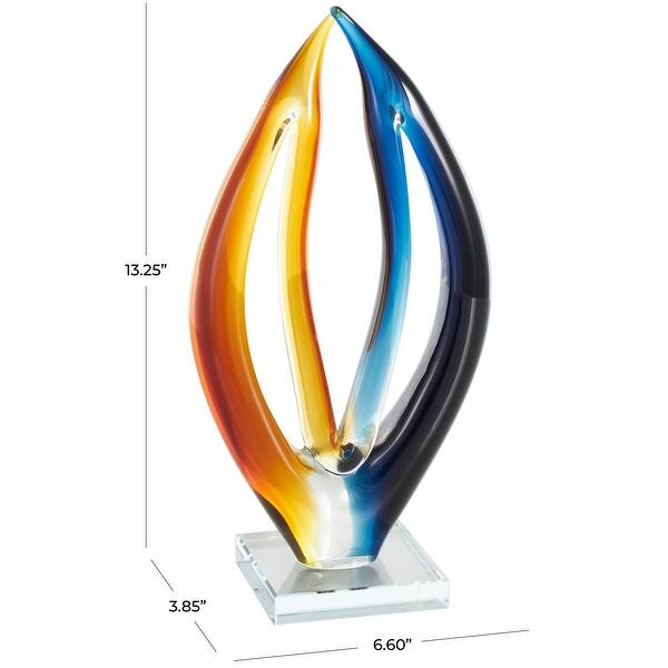 Multi Colored Glass Curved Cutout Abstract Decorative Sculpture with ...