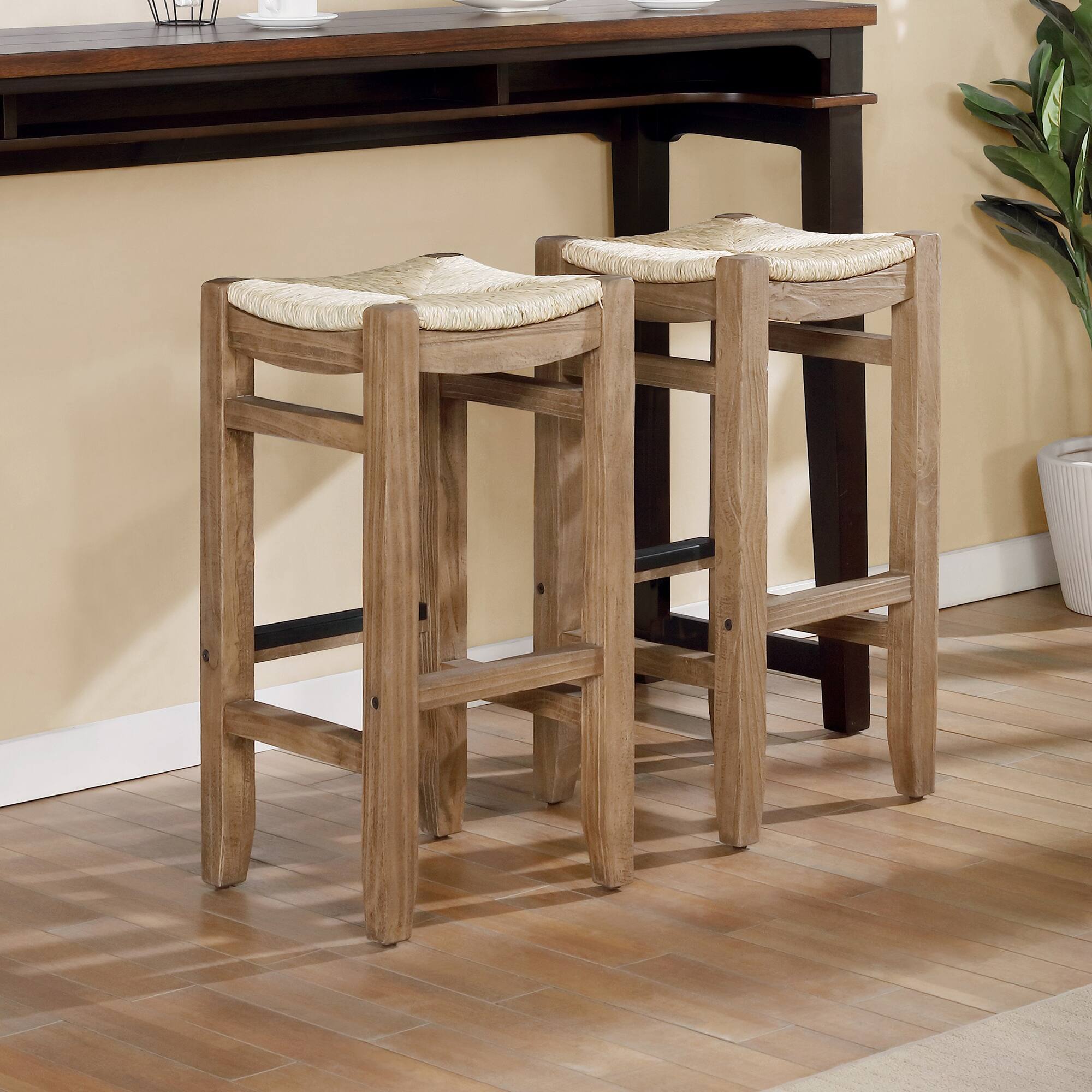The Gray Barn Enchanted Acre 30-inch Wood Bar Stools with Rush Seats ...