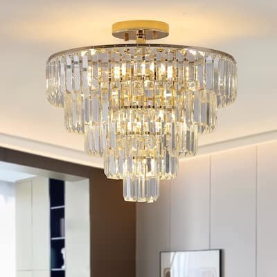 Oaks Aura Modern Mid-Century French Gold Glam Crystal Chandelier ...