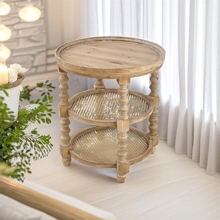 Wood Round 3-Tiered End Table with Legs - Bed Bath & Beyond - 39588256