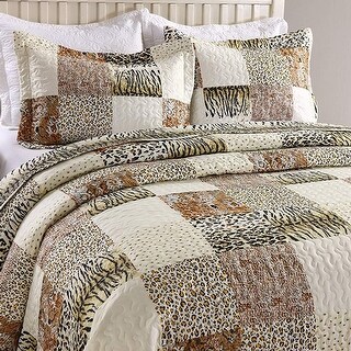 3 Piece Quilted Bedspread Leopard Print Set Bedding Animal Print King ...