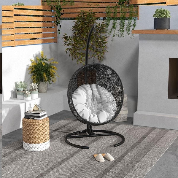 Outsunny Hanging Hammock Chair Stand with Round Base, C Hanging Stand ...