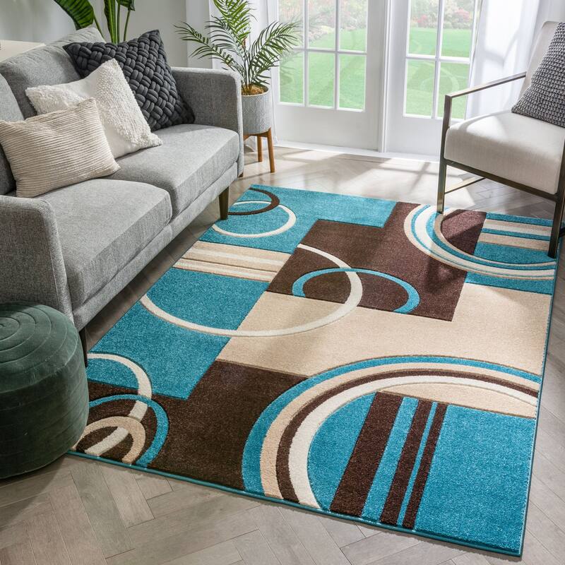 Well Woven Modern Geometric Arcs and Shapes Area Rug - 9'3" x 12'6 ...