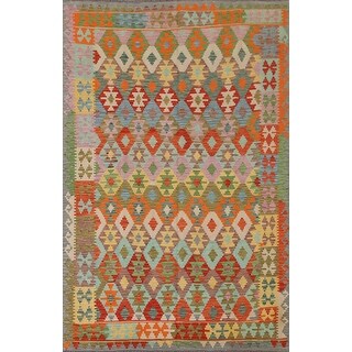 Hand-Woven Reversible Kilim Area Rug Multi-Color Wool Carpet - 6'8"x9 ...