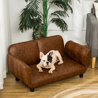 Modern Foldable Elevated Dog Recliner Sofa Pet Bed with Armrests ...