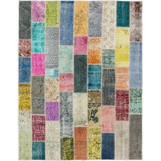 ECARPETGALLERY Hand-knotted Color Transition Patchwork Multi Wool Rug ...