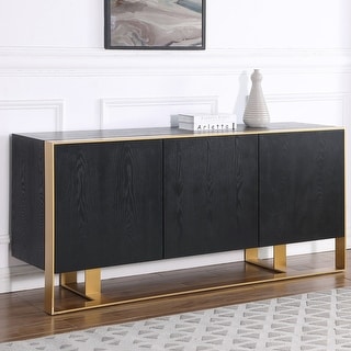 Best Master Furniture Panache 68" Black Wood Finished Sideboard with ...