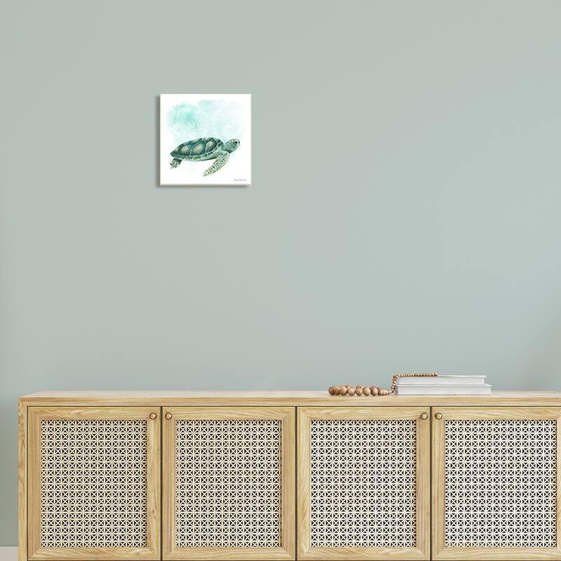 Stupell Speckled Green Sea Turtle Marine Life Painting Wood Wall Art ...