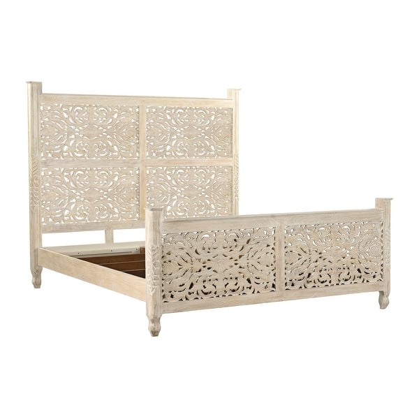Florence Floral Carved Wood King Panel Bed - Bed Bath & Beyond - 30539573