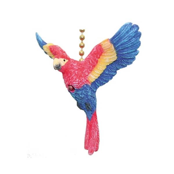 Tropical Red and Blue Macaw Parrot Bird Ceiling Fan or Light Pull - Bed ...