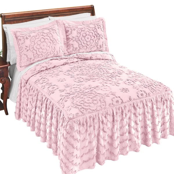 Mia Ruffled Textured Chenille Design Bedspread - Bed Bath & Beyond ...