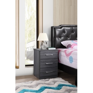 Grey Nightstand 24x18x16 Modern Compact Bedside Table with Sleek Design, Sturdy Build and Easy ...