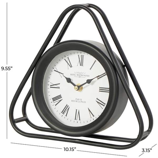 Black Metal Geometric Decorative Clock with Open Triangular Frame - Bed ...
