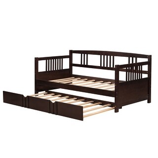 Twin Size Wood Daybed Frame with Trundle for Small Bedroom City ...