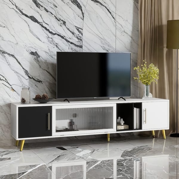 Media Console Table TV Stand for TVs Up to 80", White - Bed Bath ...