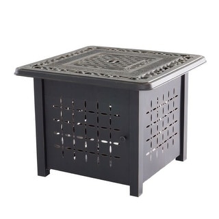 32 Inch Square Outdoor Aluminum Gas Firepit Table, Dark Bronze - Bed ...