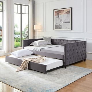Upholstered Full Size Day Bed with Button-Tufted, Velvet Sofa Daybed ...