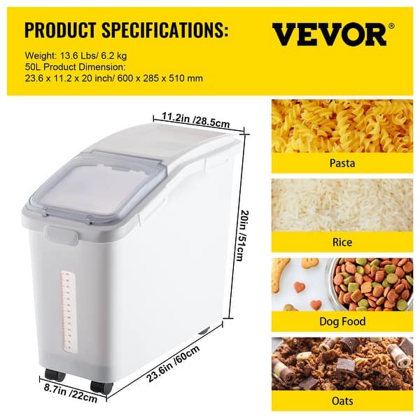 VEVOR Ingredient Storage Bin Large Capacity Shelf Ingredient Binu Flour ...