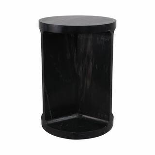 20" Augusto Carved Marble Accent Table, Cylinder, 20"H, Solid Color ...