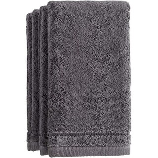 4 Pack Cotton Fingertip Towels 11"x18", Soft & Absorbent, Grey - Bed ...