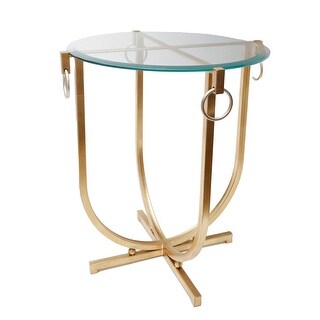 Gold with Silver Ring Side Table - 22x22x25.5 - Bed Bath & Beyond ...