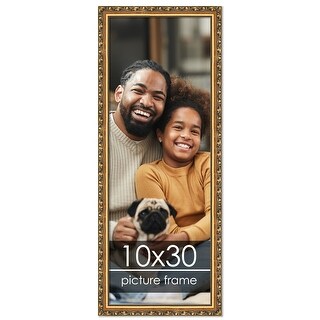 10x30 Traditional Gold Complete Wood Panoramic Frame with UV Acrylic ...