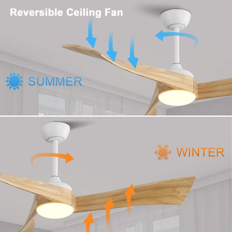52" Solid Wood Ceiling Fans Chandelier Remote Control 6 Speed Remote ...
