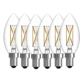 Bulbrite LED Filament Pack of 6, 5.1 Watt Dimmable B11 Light Bulb with Clear Finish and ...