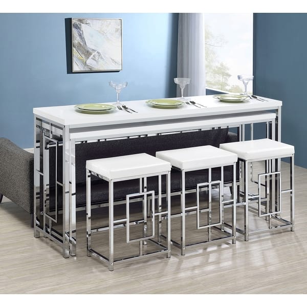 Laguna White 5-piece Counter Height Table with Pot Rack - Bed Bath ...