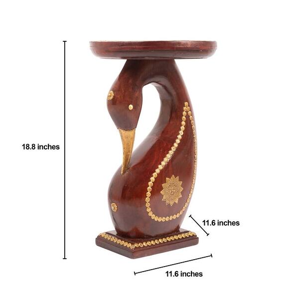 Hand Carved Wooden Duck Shaped Side With Brass Column Accents - Bed ...