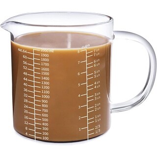 Glass Measuring Cup, 2000ml (2 Liter), Borosilicate, Insulated Handle ...