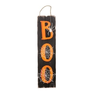 24" Wood Halloween Boo Hanging Sign w/ Burlap String - Bed Bath ...