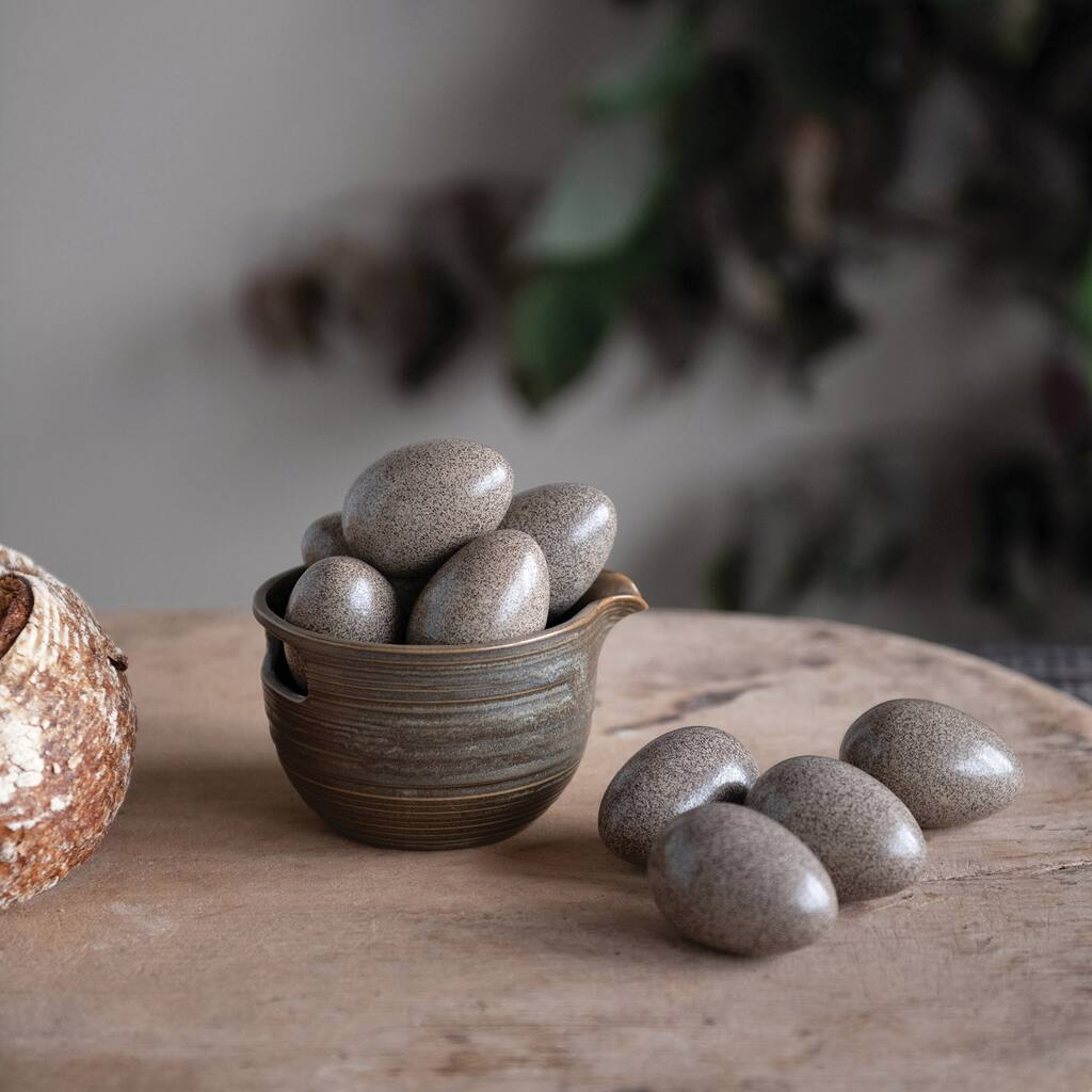 Stoneware Eggs, Brown Reactive Glaze, Boxed Set of 12 (Each One Will ...