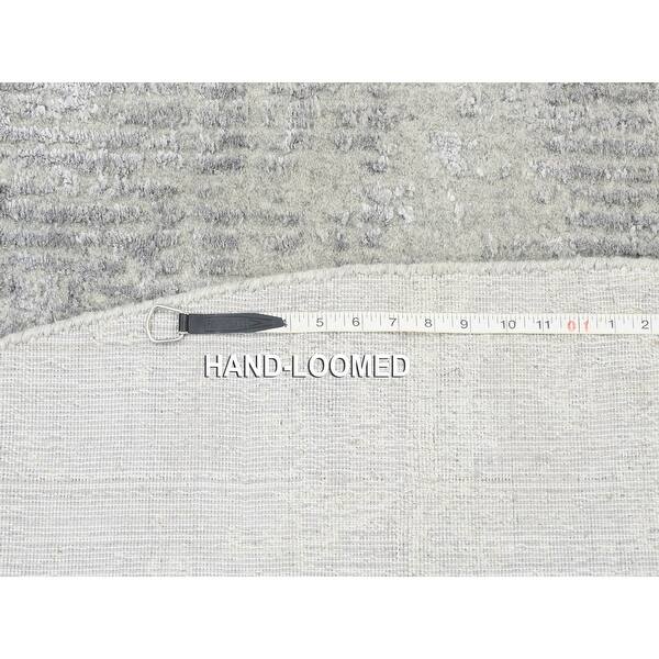 Shahbanu Rugs Modern Design Gray Tone on Tone Hand Loomed Fine Jacquard ...