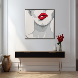 Sagebrook Home 47x47" White Hand Painted Lip Bite Wall Art - Bed Bath ...