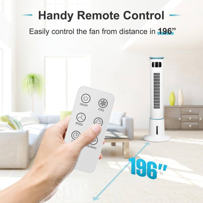 43 in.White 12 Speeds and 3 Modes Settings Standing Low Noise Mist ...