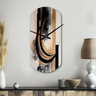 Designart - Gold Touch Art Deco II - Abstract Wall Clocks in Cylinder ...