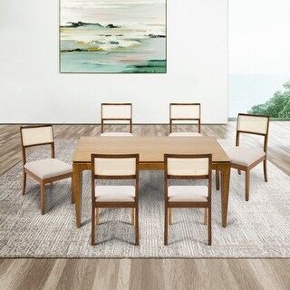 7-Pieces Dining Table and Chairs Set, Herval Furniture, Rectangular Top ...