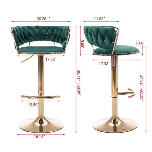 Modern and Luxury Bar Stools With Back And Footrest(Set of 2)Green ...