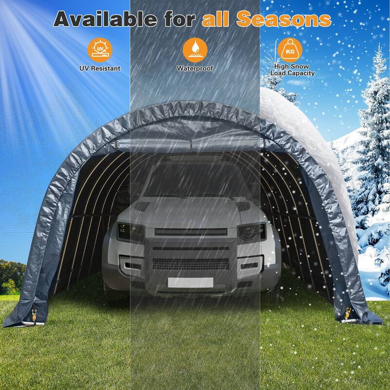 Outdoor Storage Shed and Carport Canopy: Portable Shelter for Bikes ...