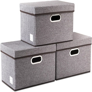 Foldable Storage Boxes with Lids 3-Pack - Bed Bath & Beyond - 39310797
